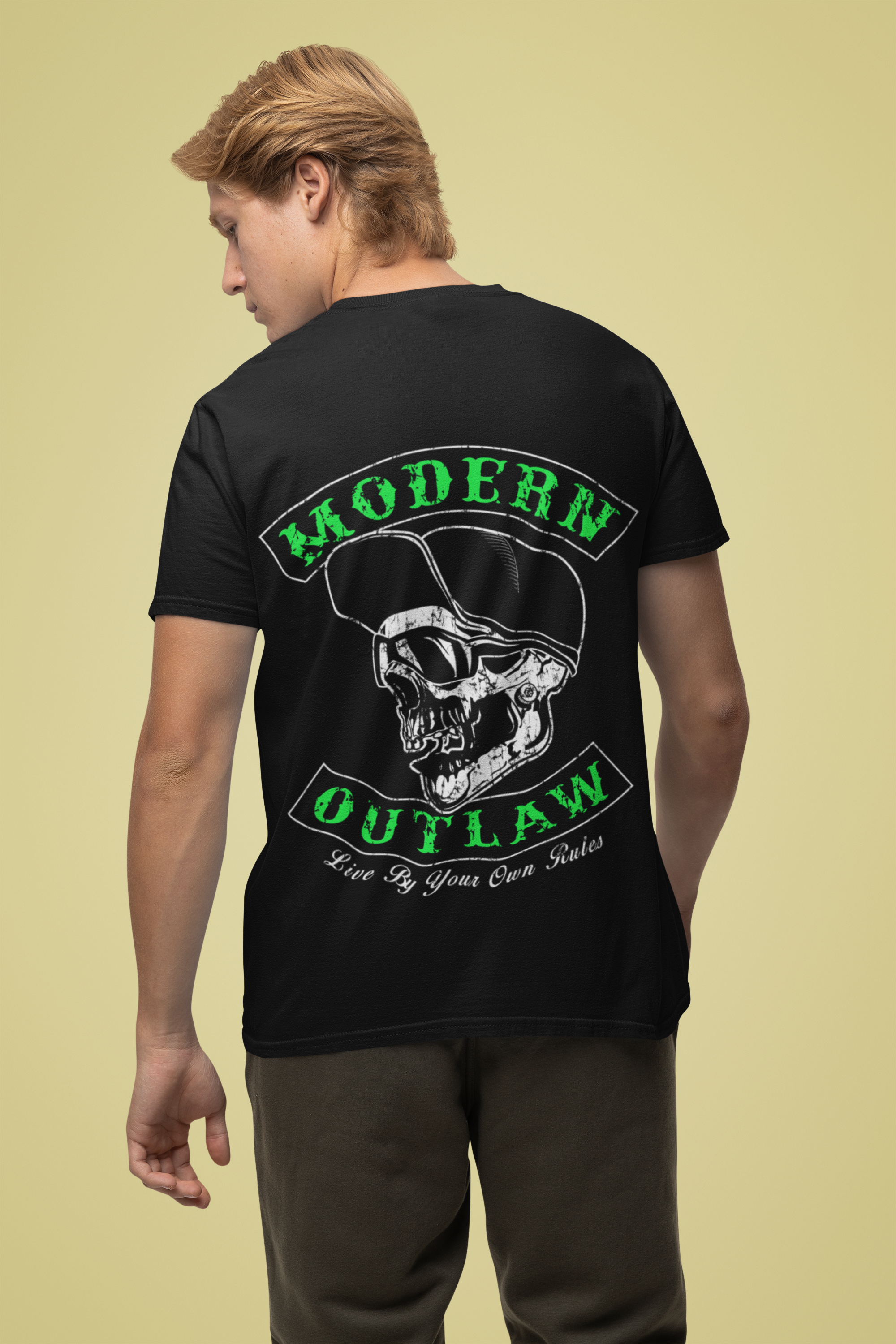 Black Tee w/ Modern Outlaw White / Green Logo | Modern Outlaw Apparel
